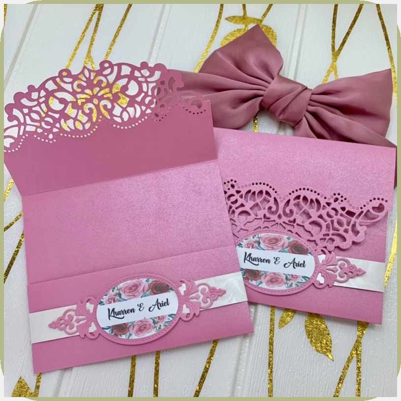 5x6inches BL Pocket Design Invitation Cover for Wedding/Birthday/Debut ...