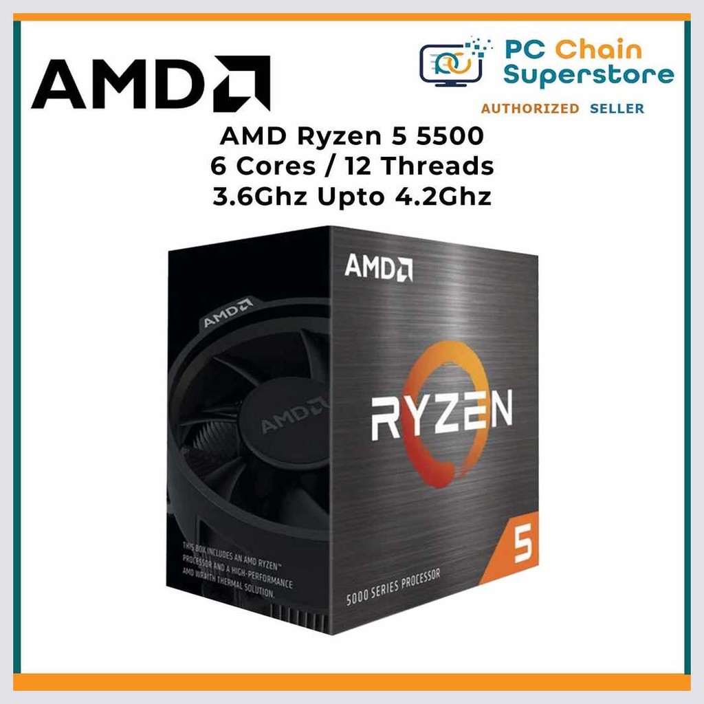 AMD Ryzen 5 5500 6 Cores Upto 4.2Ghz Unlocked AM4 Desktop Processor ...