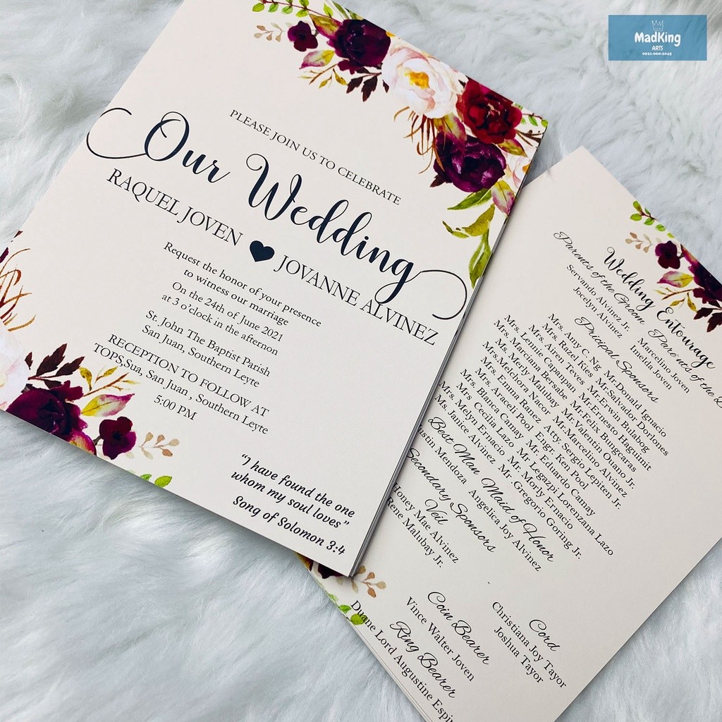 Wedding Invitation (Back to Back) - Laminated Invitations | Shopee ...