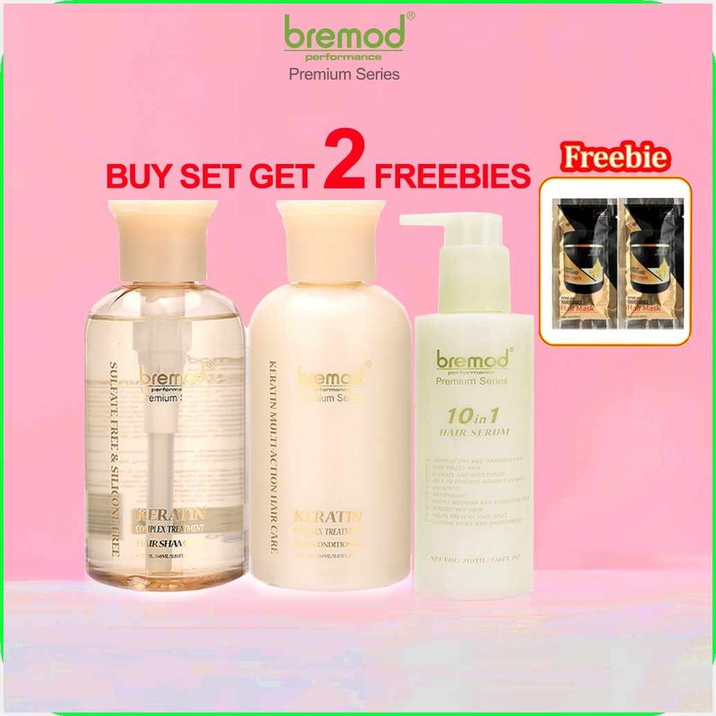 Bremod Premium Series Keratin Shampoo Conditioner 350ml with 10 IN Hair ...