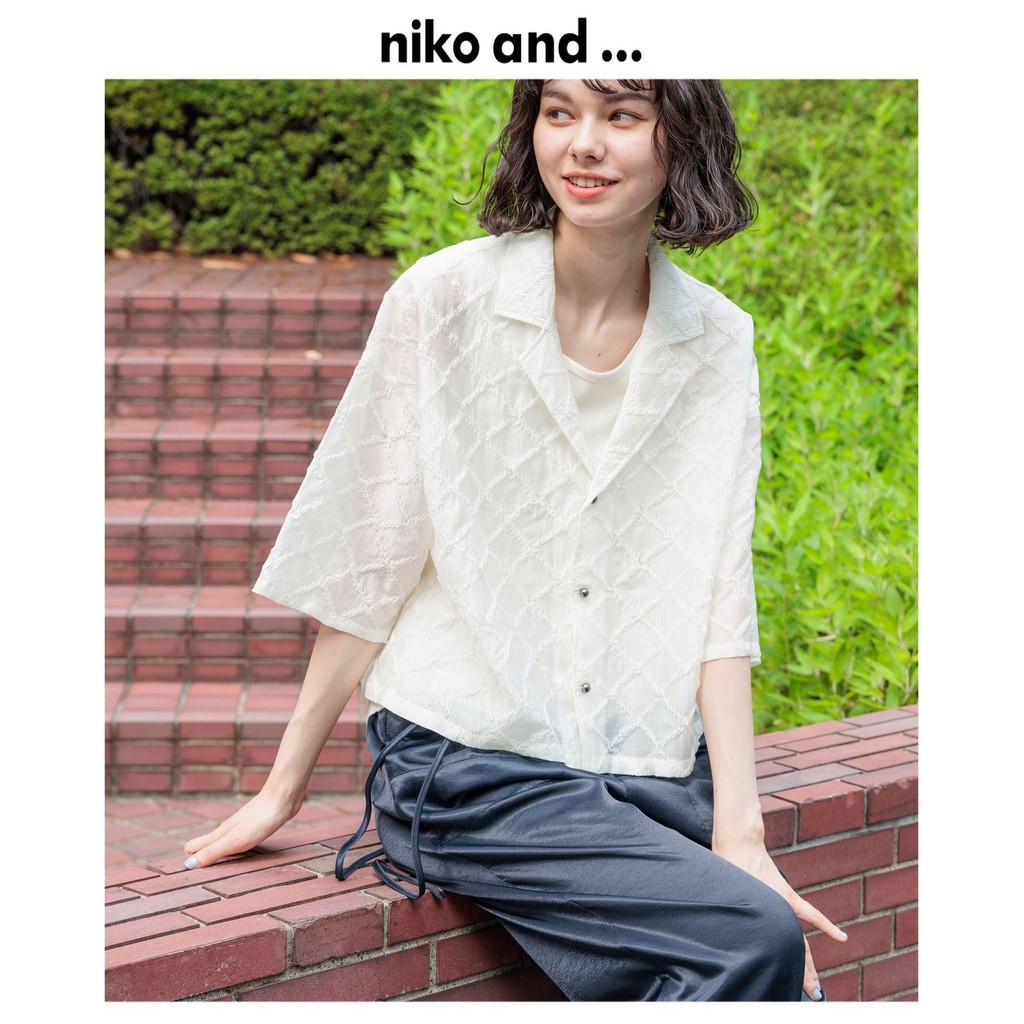 niko and Sheer Jacquard Shirt Womens White | Shopee Philippines