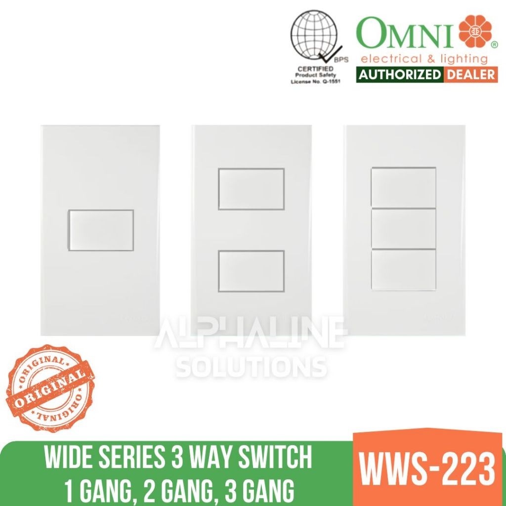 Omni Wide Series 3 WAY SWITCH WWS-223 1 Gang, 2 Gang, 3 Gang | Shopee ...