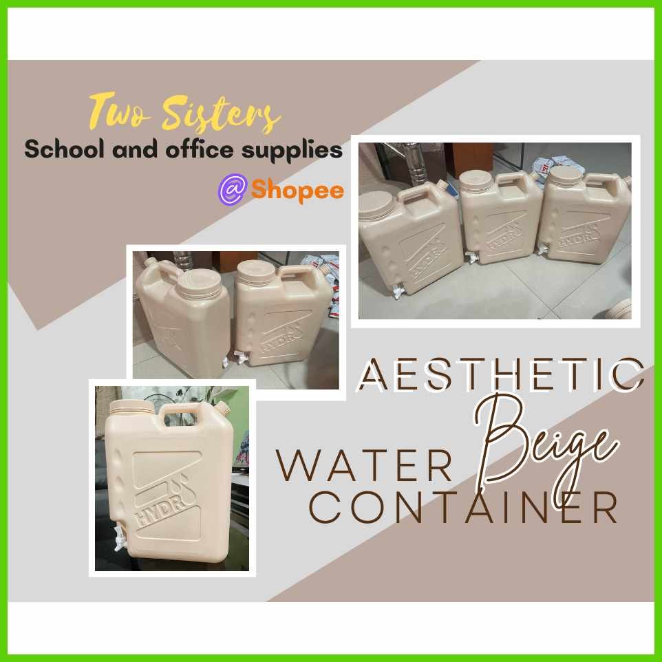 AESTHETIC BEIGE COLOR GALLON WATER CONTAINER 20 LITERS WHITE FAUCET ...