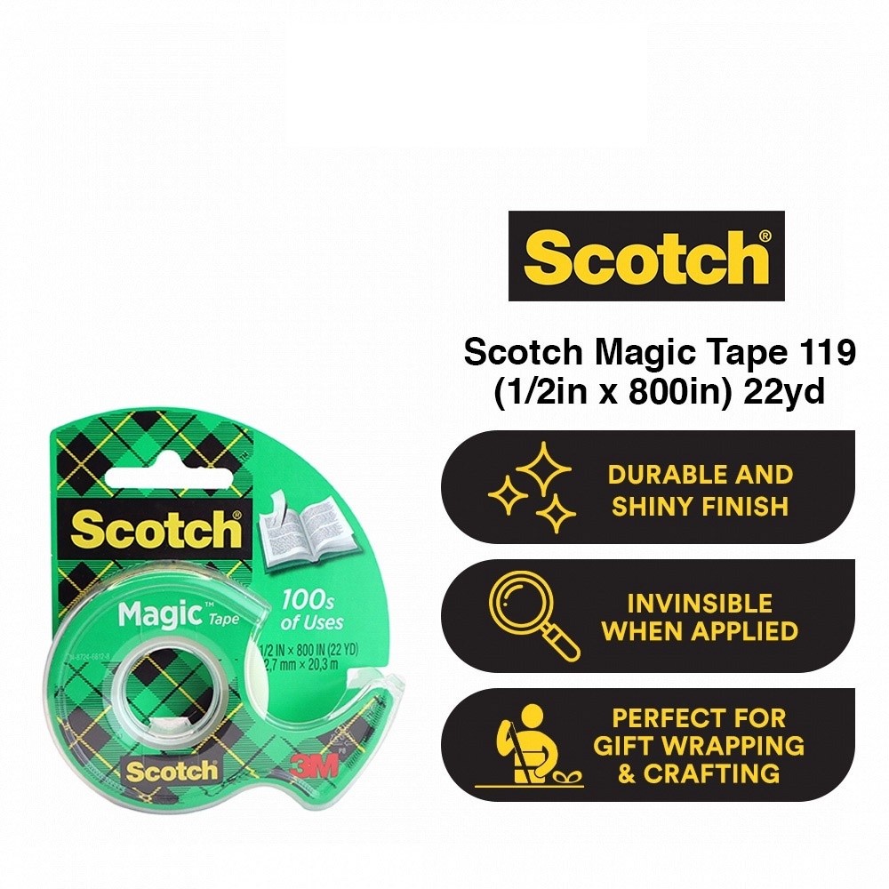 3M Scotch Magic Tape 119 (1/2in x 800in) 22yd | Shopee Philippines