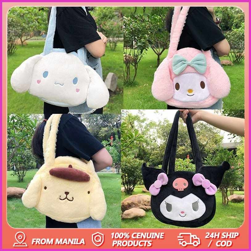 Cute Sanrio Bags Plush Cinnamoroll Melody Kuromi Pom Pom Purin Shoulder ...