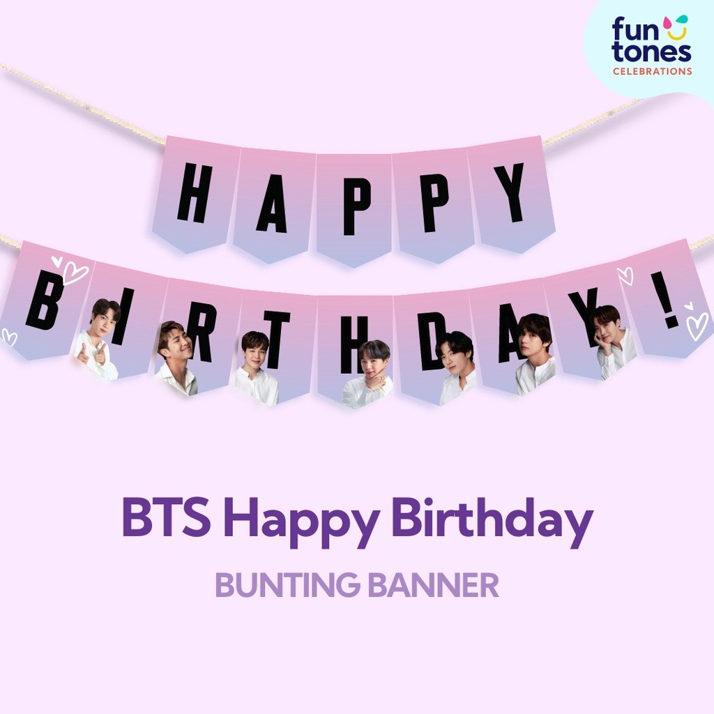 BTS Happy Birthday Bunting Banner / DIY BTS Theme Birthday | Shopee ...
