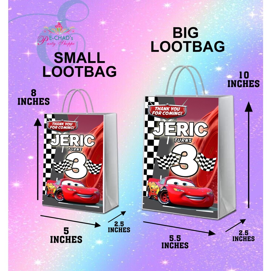 Cars Mcqueen loot bag / paper bag (10pcs./order) | Shopee Philippines
