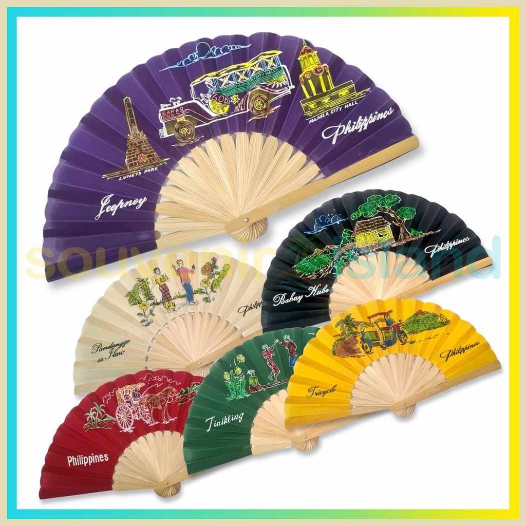 Bamboo Cloth Spanish Fan Handfan Bohol Boracay Philippine Souvenir ...