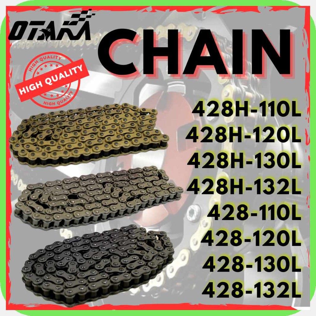 OTAKA CHAIN for Motorcycle 428/428H 110L/120L/130L/132L BLACK/GOLD ...