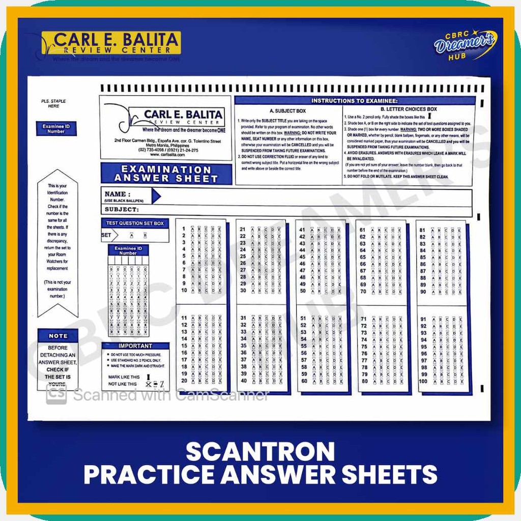 5 Pieces CBRC Examination Answer SCANTRON Sheets (Folded) | Shopee ...