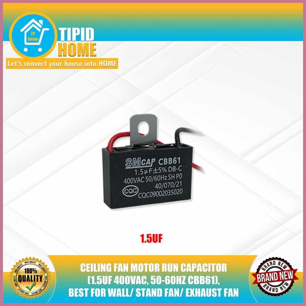 CEILING FAN MOTOR RUN CAPACITOR (1.5UF 400VAC, 50-60HZ CBB61), BEST FOR ...