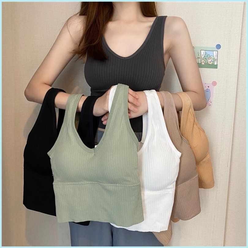 Sando!D^Crop!rE$Top}te>Smocked)sZ>Back)Rj>Korean)dW>Style)V>Rib)T>Knit ...