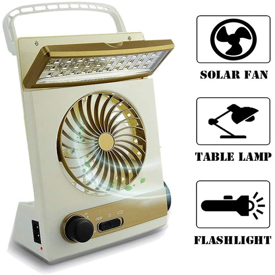 Solar Electric Fan Solar Panel 3 in 1 Outdoor Portable Desk Fan ...