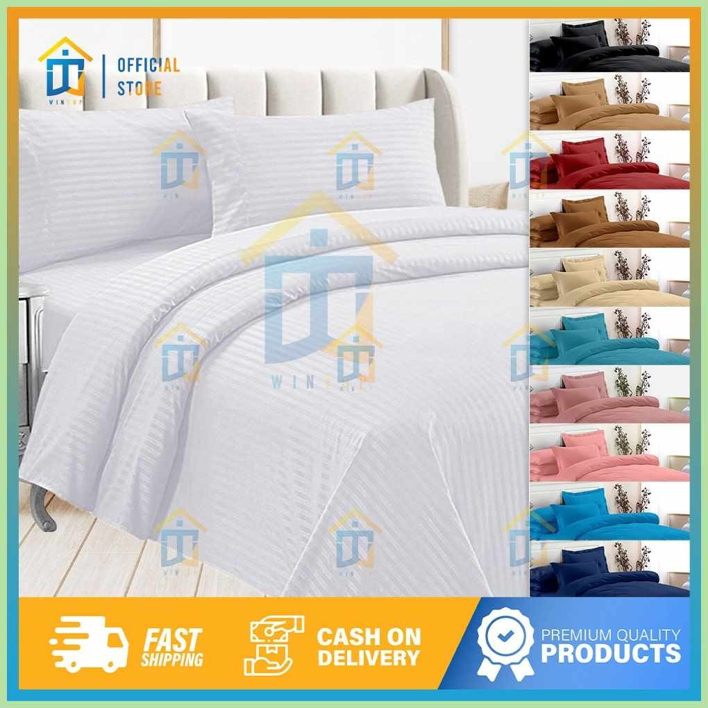 【Wintop】 4 in1 Stripe Elegant Hotel Quality Bedding Set 1 Fitted Bed ...