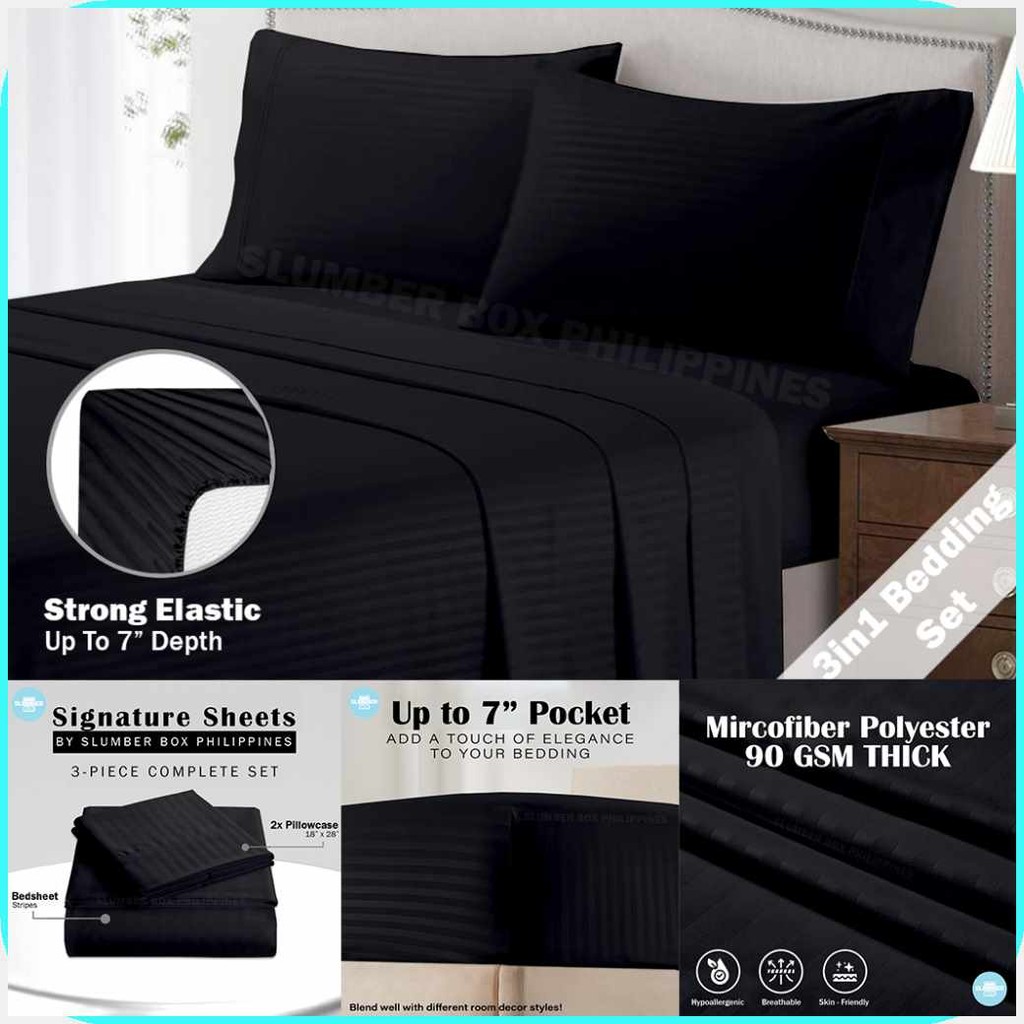 Slumber Box 3 in 1 Bed Sheet Set Bedsheets (1 Fitted Sheet + 2 ...