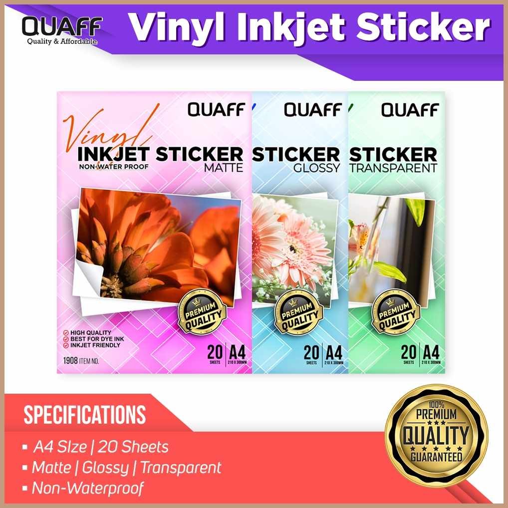 QUAFF Vinyl Inkjet Sticker / Printable Vinyl A4 Size ( Glossy / Matte ...