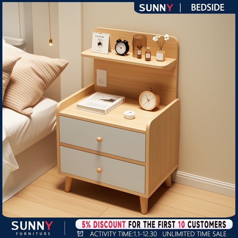 SUNNY Scandinavian modern bedside table side table storage cabinet ...