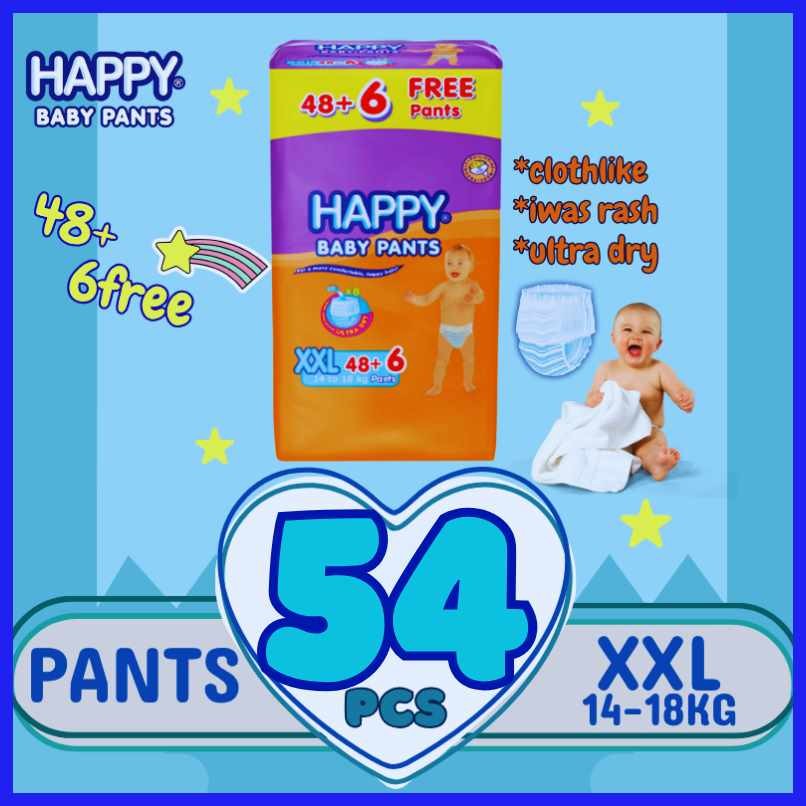 HAPPY)Ee+BABY*L-PANTS=Zo(DIAPER|Uh(XXL|vQ(x54pcs | Shopee Philippines