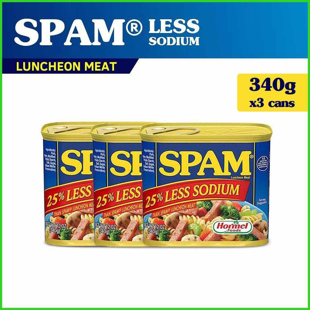 SPAM`Au=Less[W)Sodium]i.Luncheon#g.Meat$U/3$H/Can$o/Value$X/Pack 340g ...