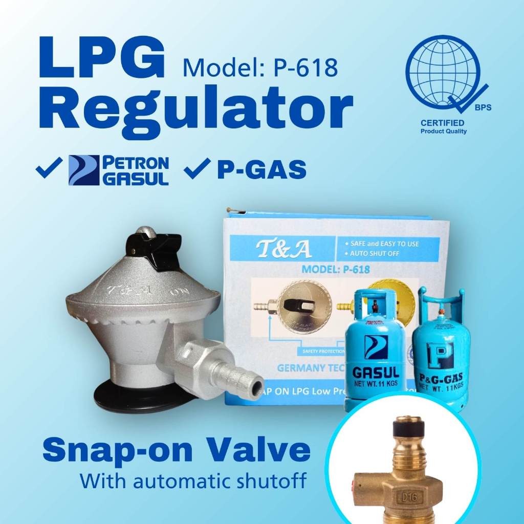 LPG Gas Regulator Snap-on Valve with Automatic Shutoff for Petron Gasul ...