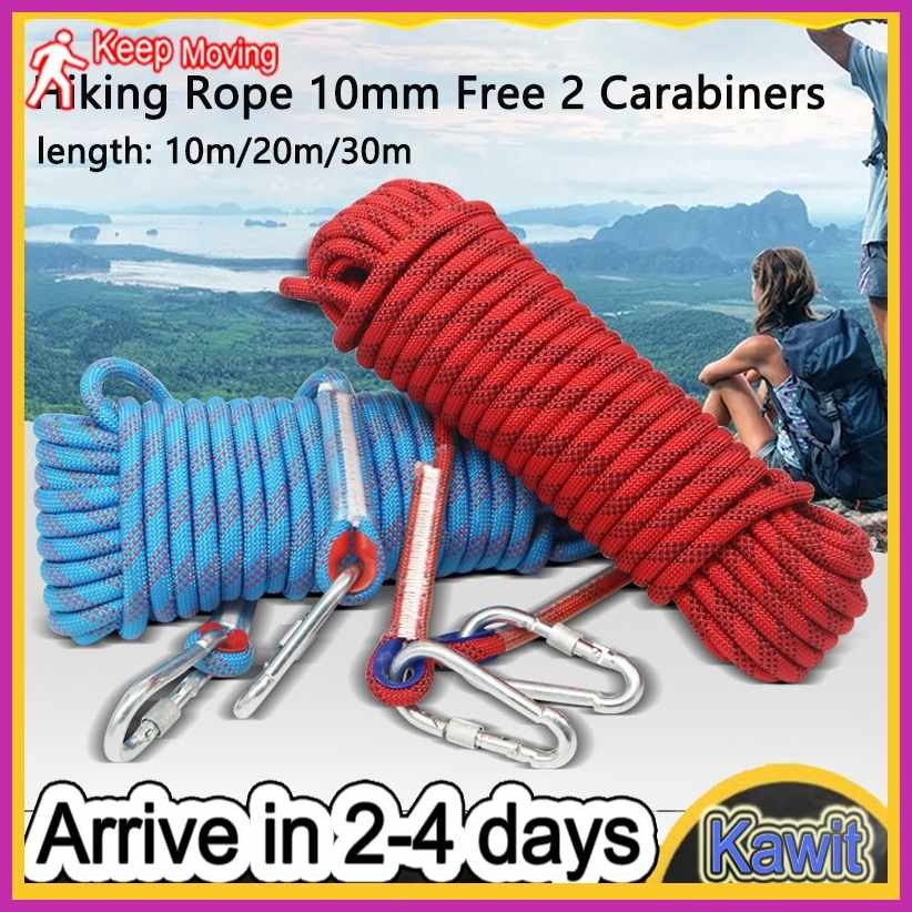 Static Utility Rope Hiking Rope 10mm Free 2 Carabiners Hammock Rope ...