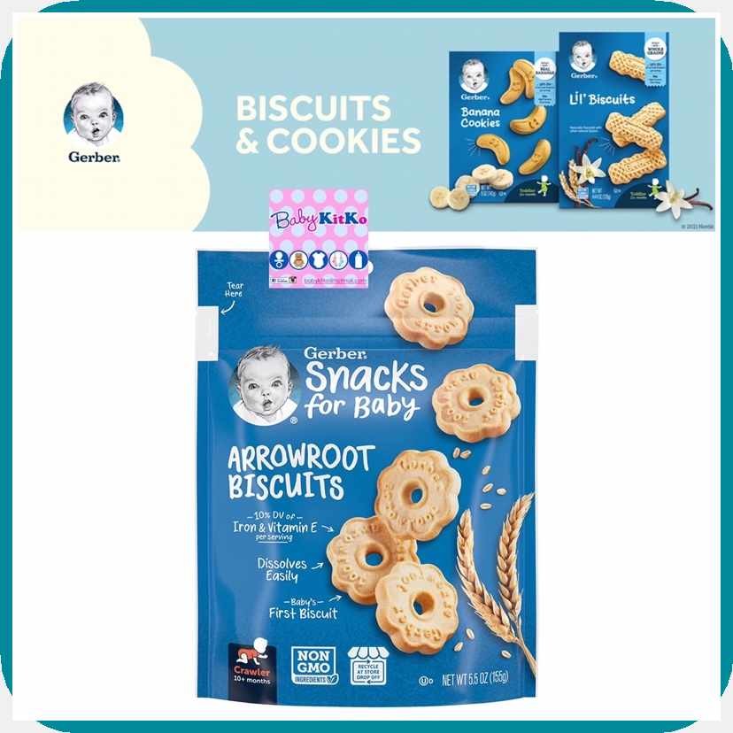 GERBER)r{GRADUATES@Q@h@X@O@e@M G@Arrowroot Cookies Biscuits 5.5 oz (155 ...