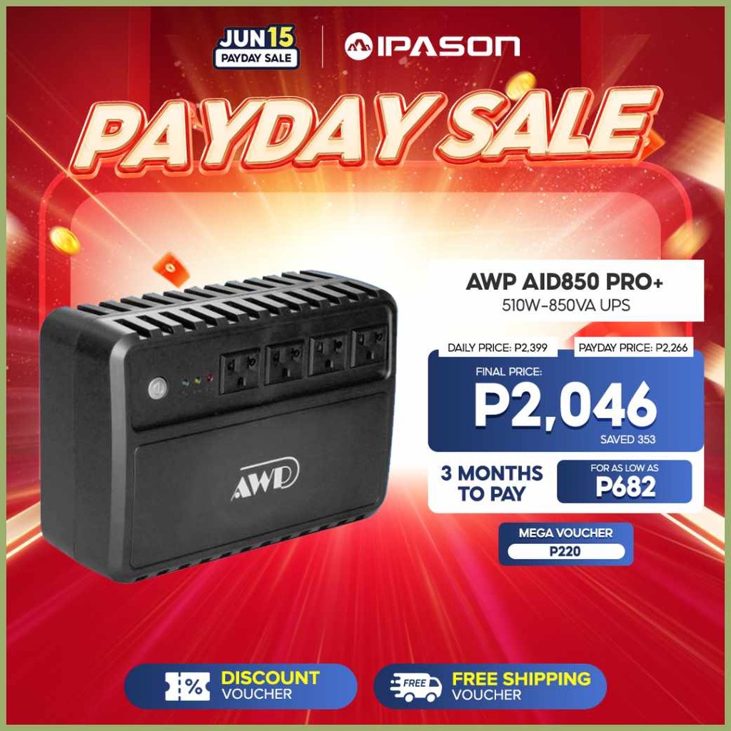 Ipason AWP AID850Pro Aide Pro+ 510W-850VA UPS with AVR Uninterruptible ...