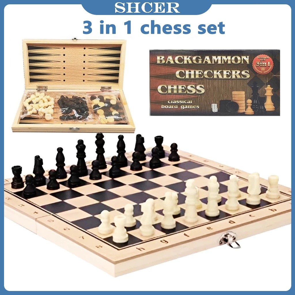 S/M/L/XL Folding Wooden Chess Board Pieces Set Board Game toy Folding ...