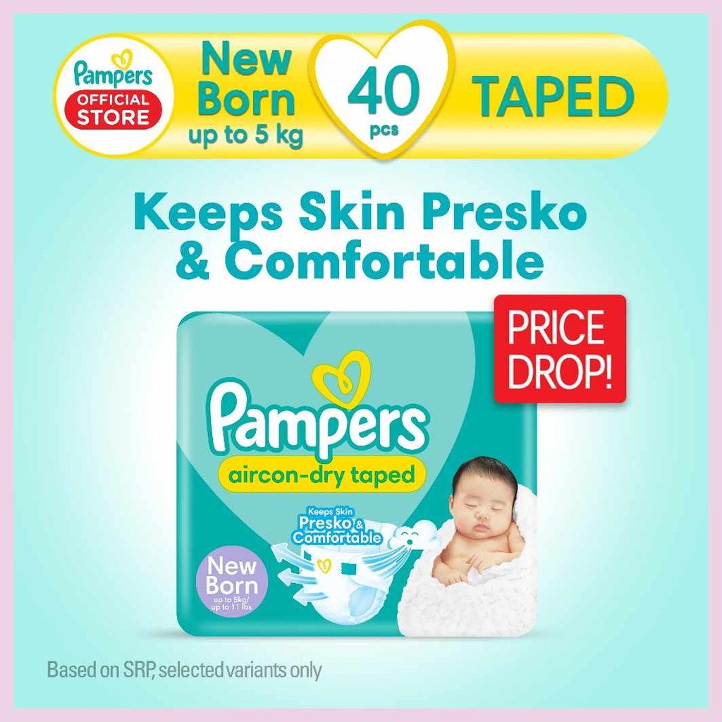 Pampers(t&Aircon-Dry Diapers)e>Newborn)x>40s)rw>x)RS>1)ff>pack (40 pcs ...