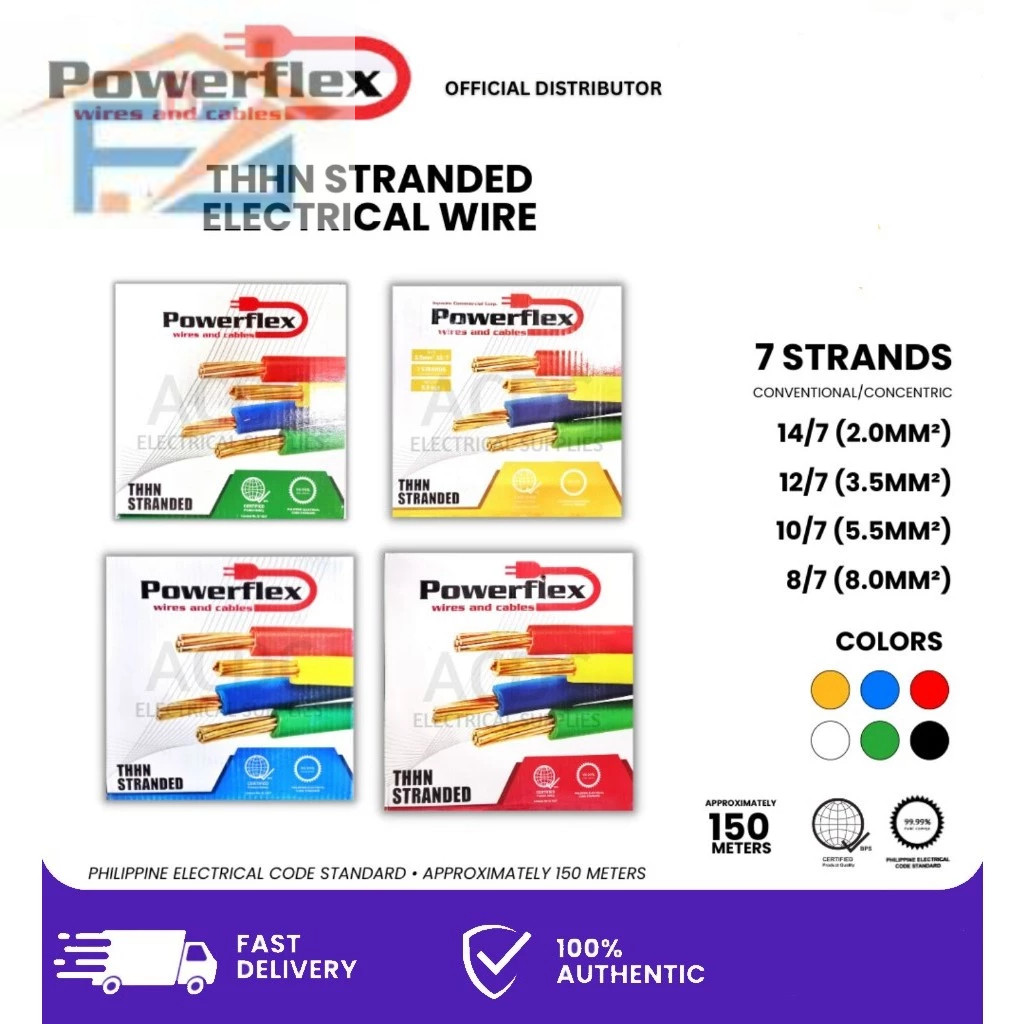 WIREMAX/POWERFLEX Original Stranded 7 Electrical Wire THHN #10/7-#12/7 ...