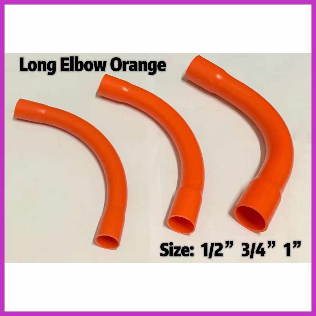 PVC Orange Fittings Electrical Conduit Pipe Long Elbow 1/2 3/4 1 ...