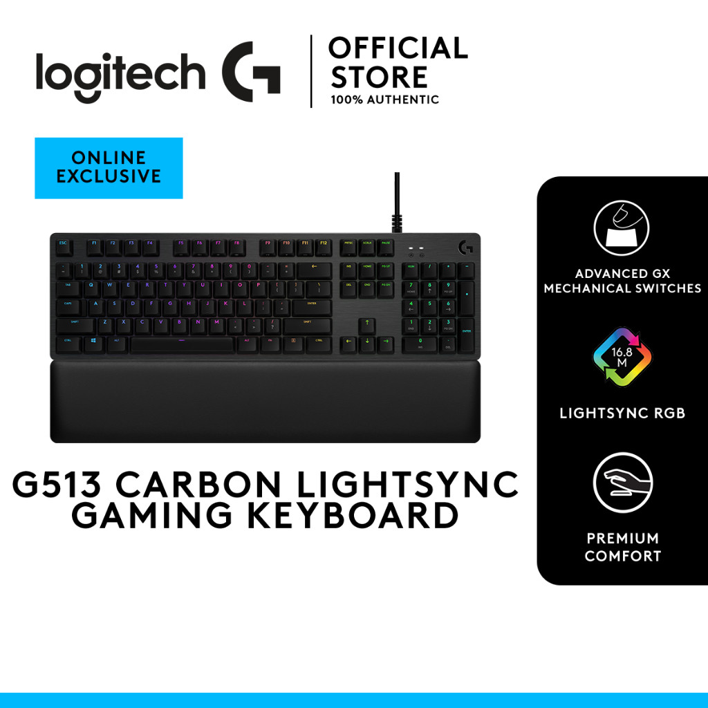 Logitech[x!Gaming]Bu&Keyboard+i@P@G513+i@CARBON+J@LIGHTSYNC+i@RGB+n@ Mechanical with GX Brown ...