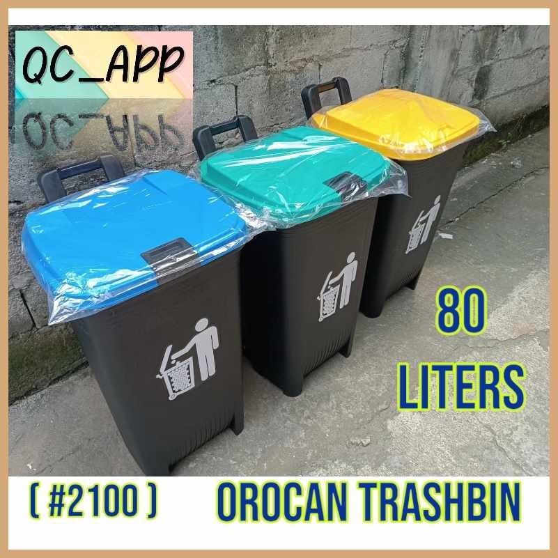 (#2100) 80L OROCAN Trash bin Trash Can with Wheels and lock basurahan ...