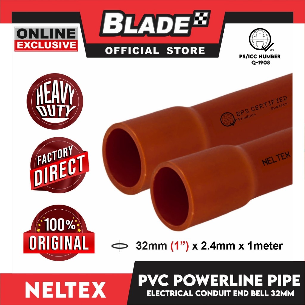 Neltex PVC Electrical Conduit Pipe Bell End 32mm x 1meter | Shopee ...
