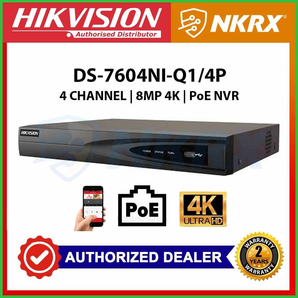 Hikvision)j;P@NVR+L@s@DS-7604NI-Q1/4P+e@4ch+z[1U,f[4,S[PoE 4K NVR | 4 channel | 2 Year Warranty ...