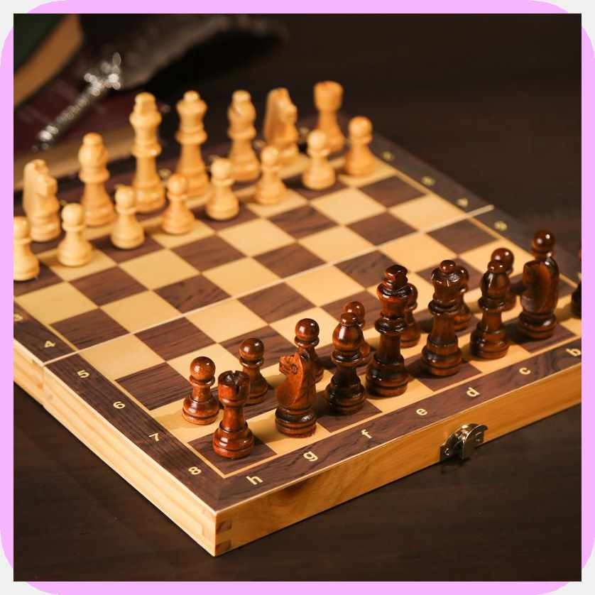 Chess Wooden Checker Board Solid Wood Pieces Folding Chess Board High ...