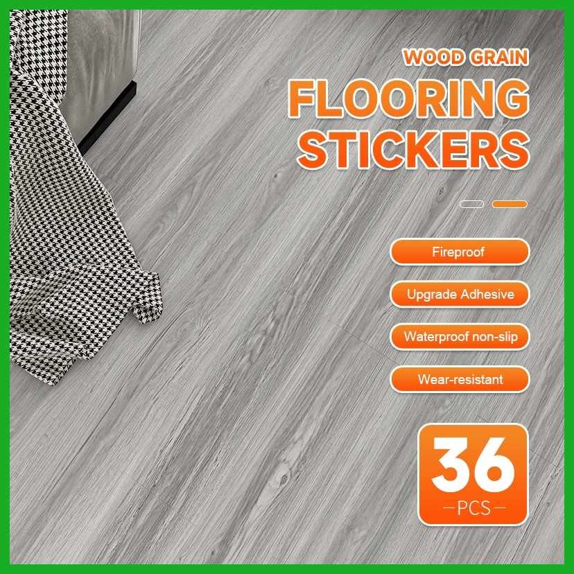 Floor Stickers 36pcs 2mm thick Wooden Design 91X15 cm Vinyl Adhesive ...