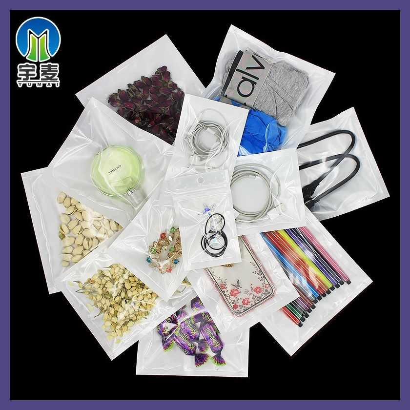 100pcs White Clear Flat Pouch Ziplock Cosmetic Packaging Jewelry ...