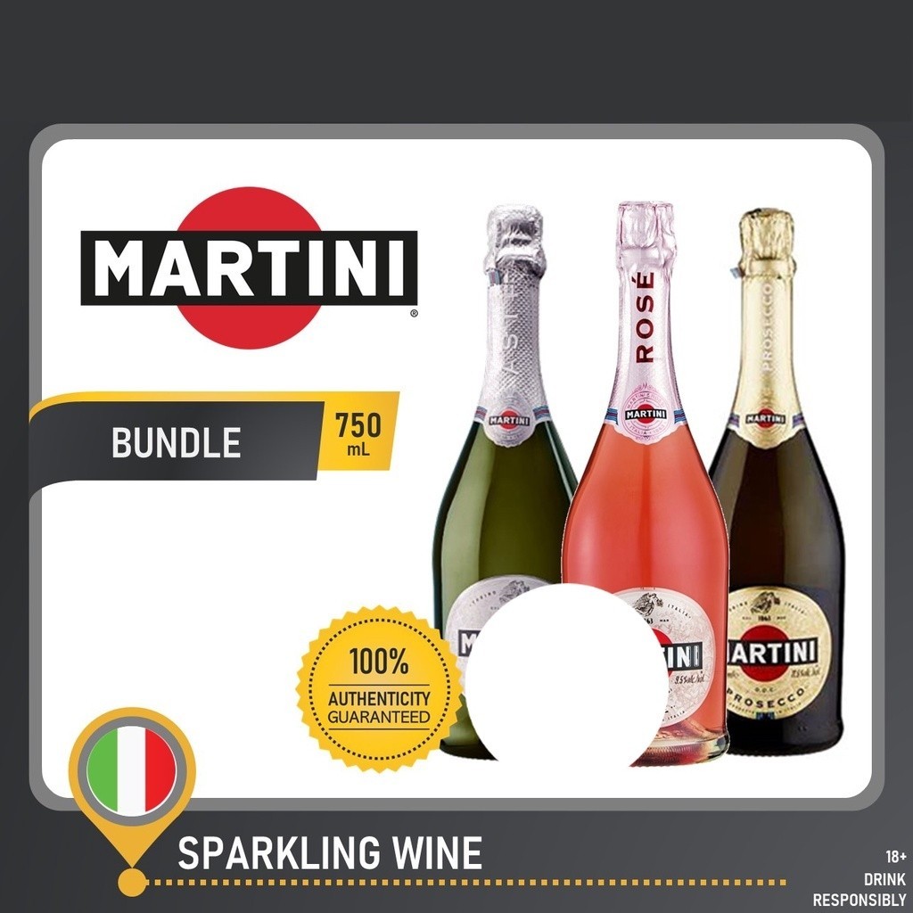 Martini Sparkling Wine Bundle - Asti Spumante, Rose, and Prosecco 750mL ...