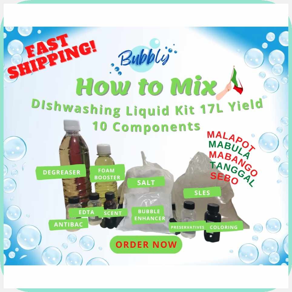 BUBBLY DIY Dishwashing Liquid Kit 17 Liters Yield (10 Components ...