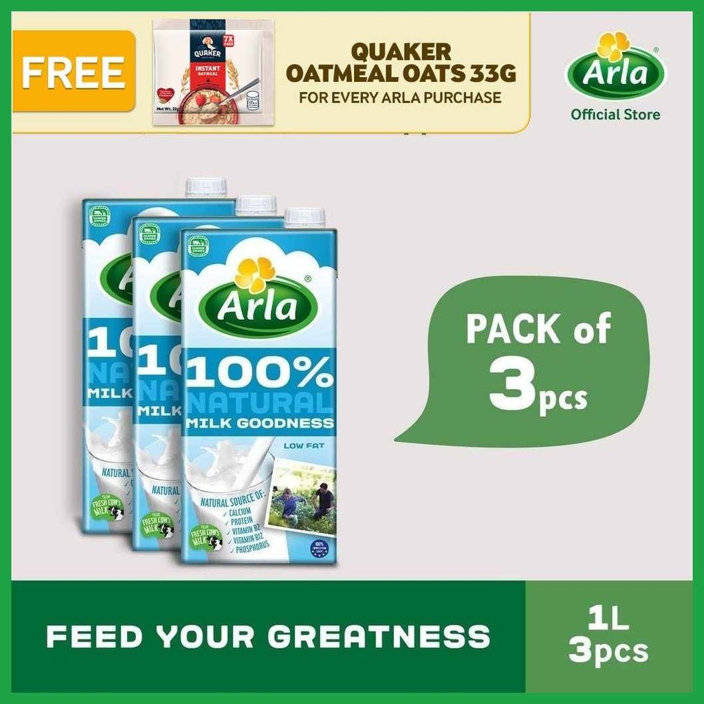 Arla;LF[Low]IZ&Fat+O@R@Milk+N@1L+O@3-Pack | Shopee Philippines