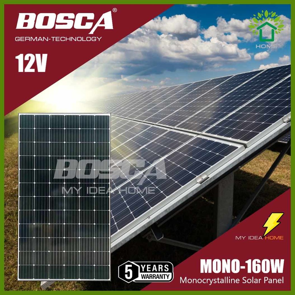 BOSCA|F}5&H&Year&Warranty&160W&Solar&Panel&Mono&160 Watt 12 Volt Pv ...