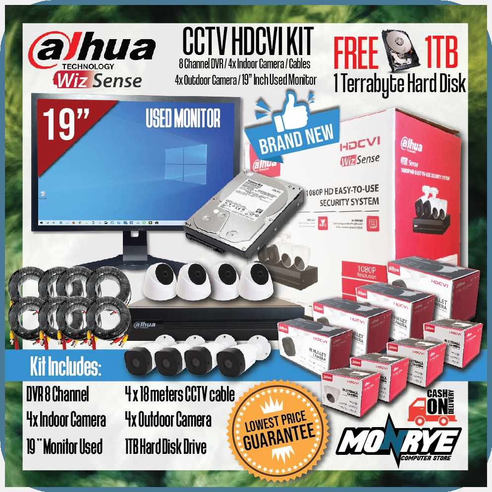CCTV HDCVI KIT DAHUA Complete Set / BRAND NEW DVR 8 Channel / WITH HARD ...