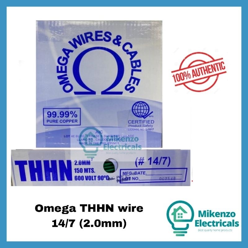 Omega Thhn Wire 14/7 2.0mm, 12/7 3.5mm, 10/7 5.5mm, 8/7 8.0MM | Shopee ...
