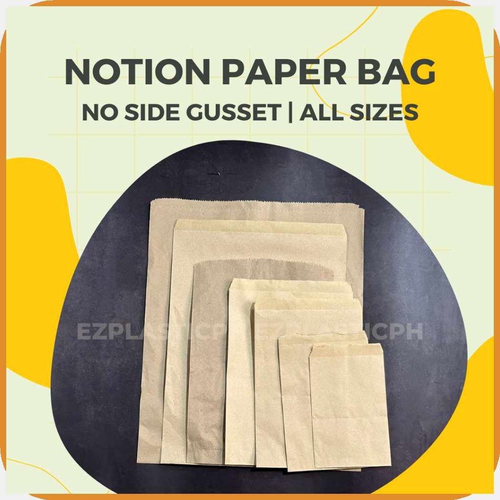 Notion Paper Bag in Kraft Brown (+/-50pcs/100pcs) No Side Gusset ...