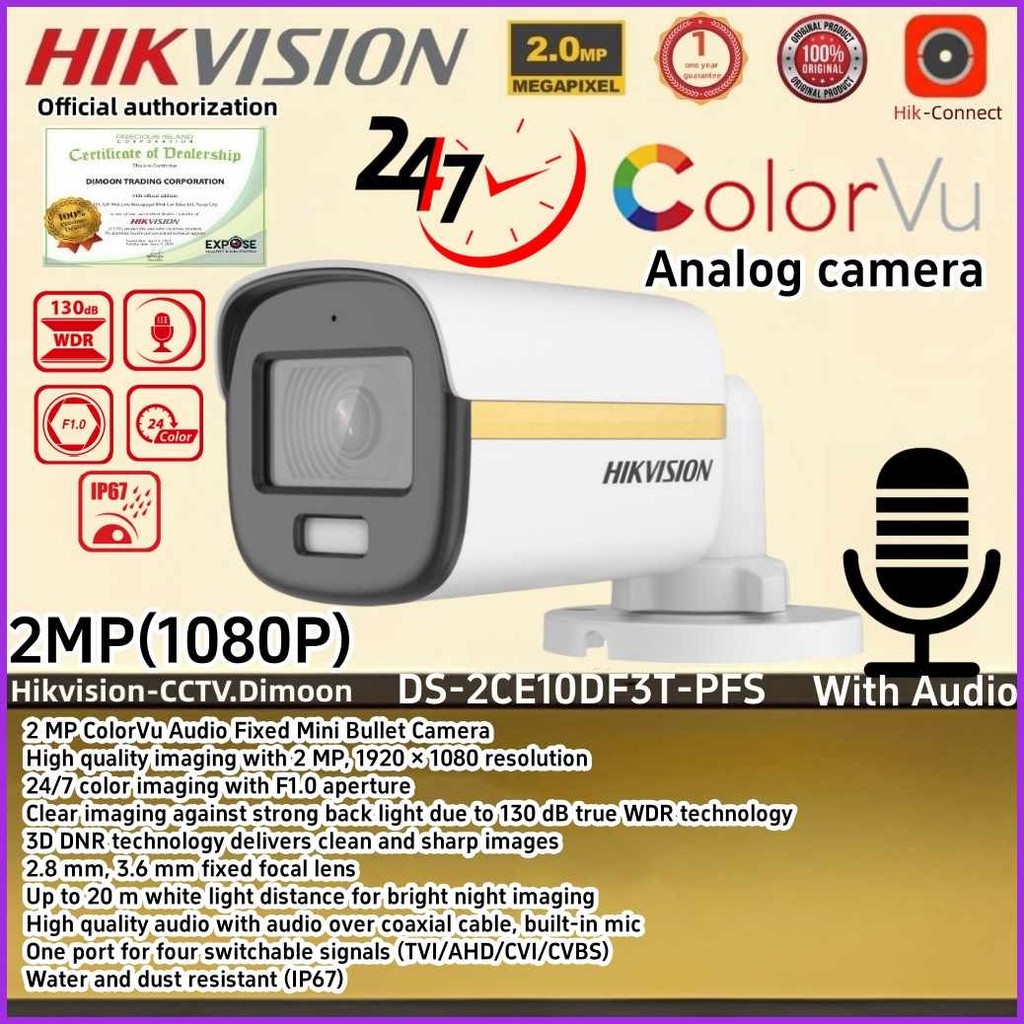 Hikvision:c-2MP!Be$HD)K}Full-color>E}With>W}audio>y}Bullet>Q}CCTV>f ...