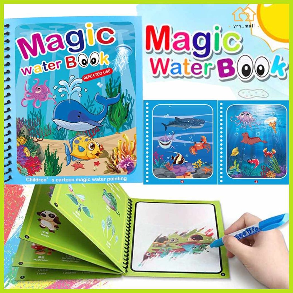 Magic Coloring Book Reusable Kids Drawing Book Magic Pen Drawing Book ...