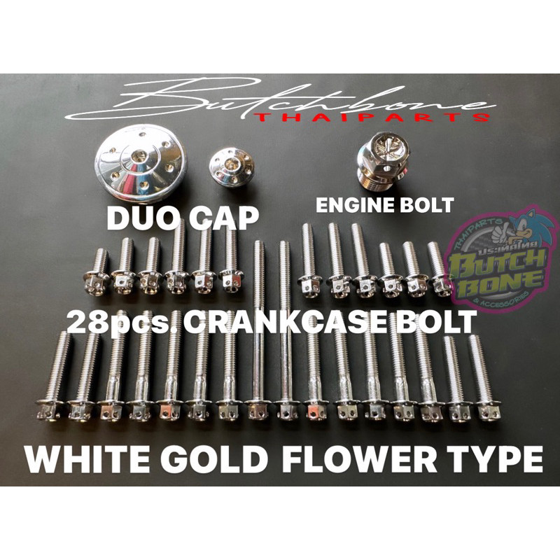 HENG CRANKCASE BOLT SET/ENGINE/DUO CAP RAIDER 150 FI WHITE GOLD (SOLD ...