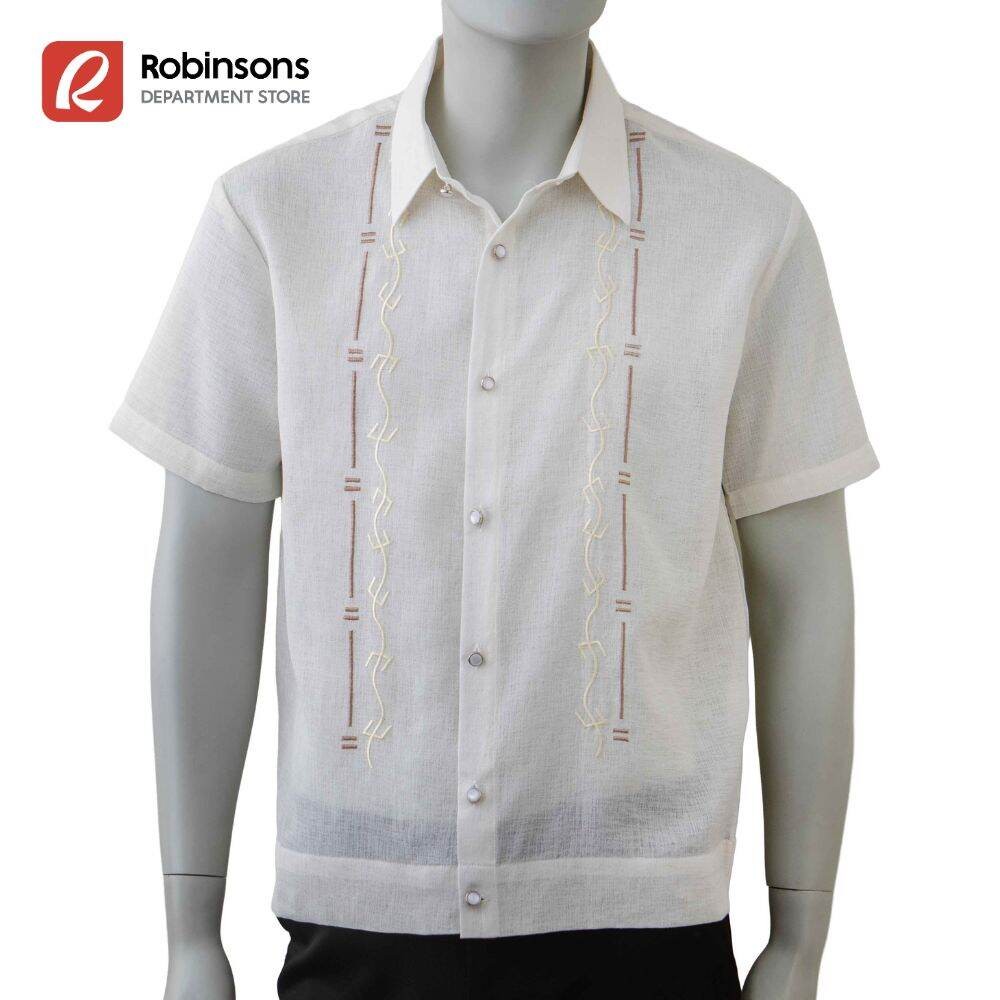 Executive Men's Shortsleeves Jusi Barong with Embroidery (Cream 3 ...