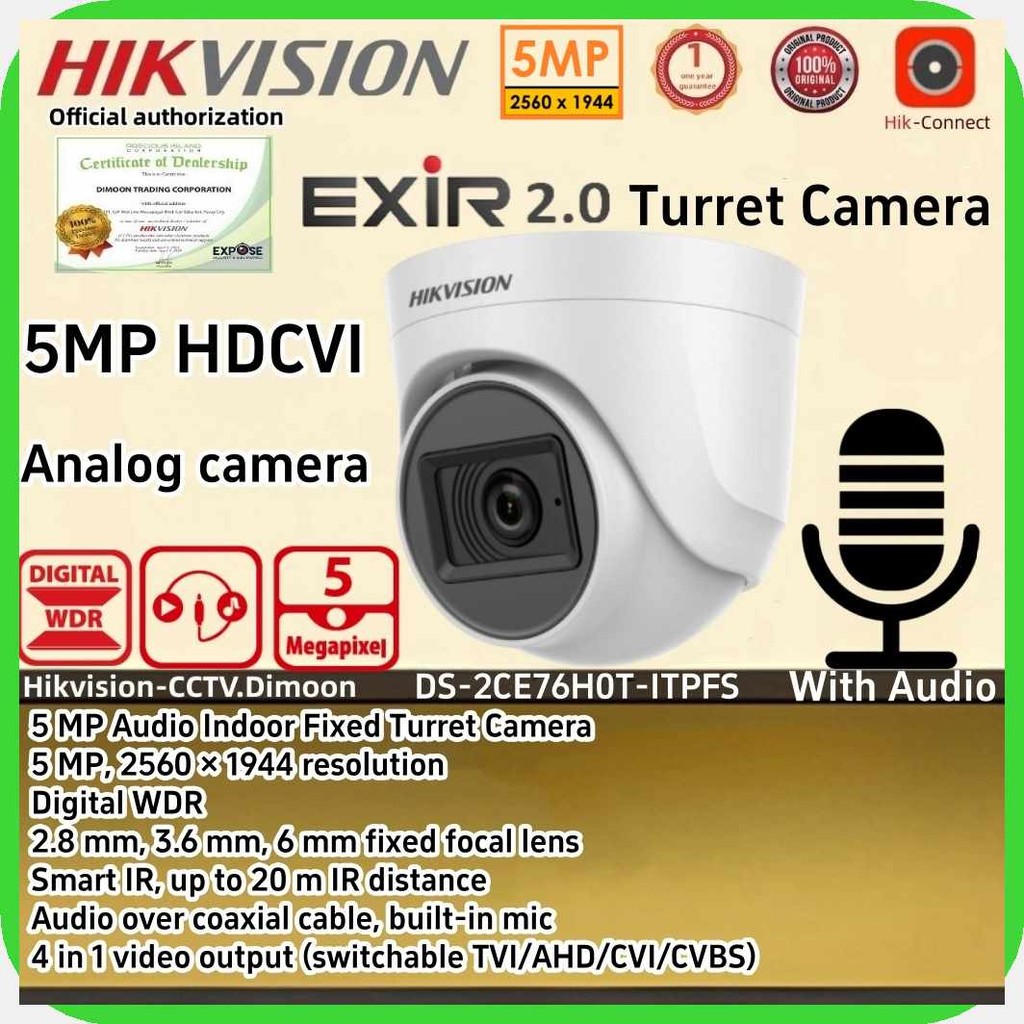 Hikvision 5MP?rd$HD/O^IR/q^Fixed/s^Turret/A^CCTV/M^Camera/G^With audio ...